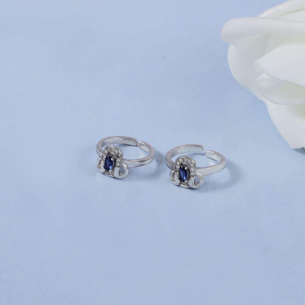 Devika Grace Blue Crystal Silver Toe Rings – PP Jewellers