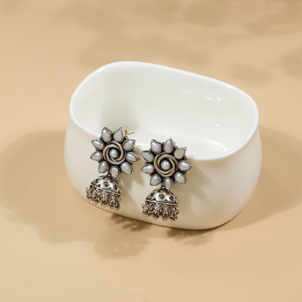 Radhika Soft Bloom Silver Jhumki – PP Jewellers