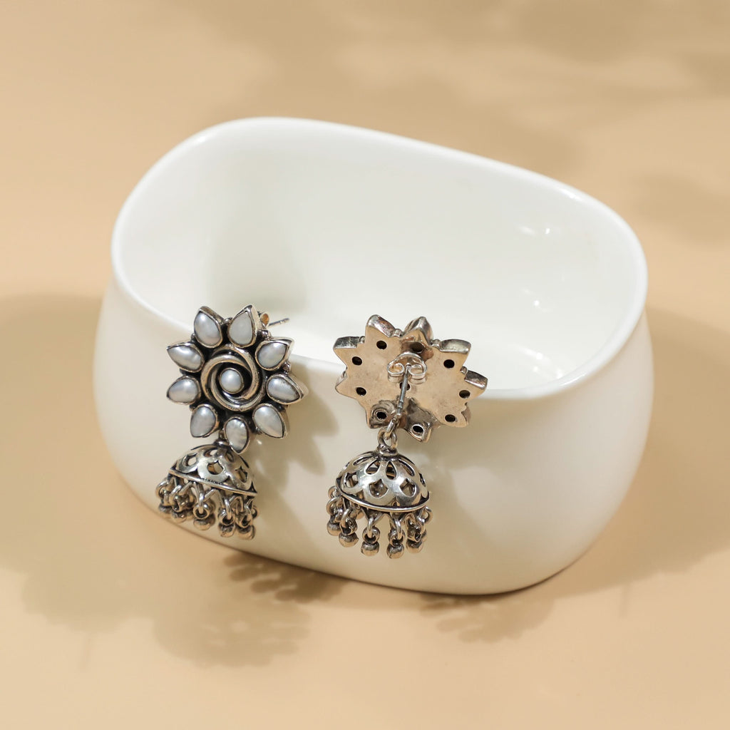 Radhika Soft Bloom Silver Jhumki – PP Jewellers