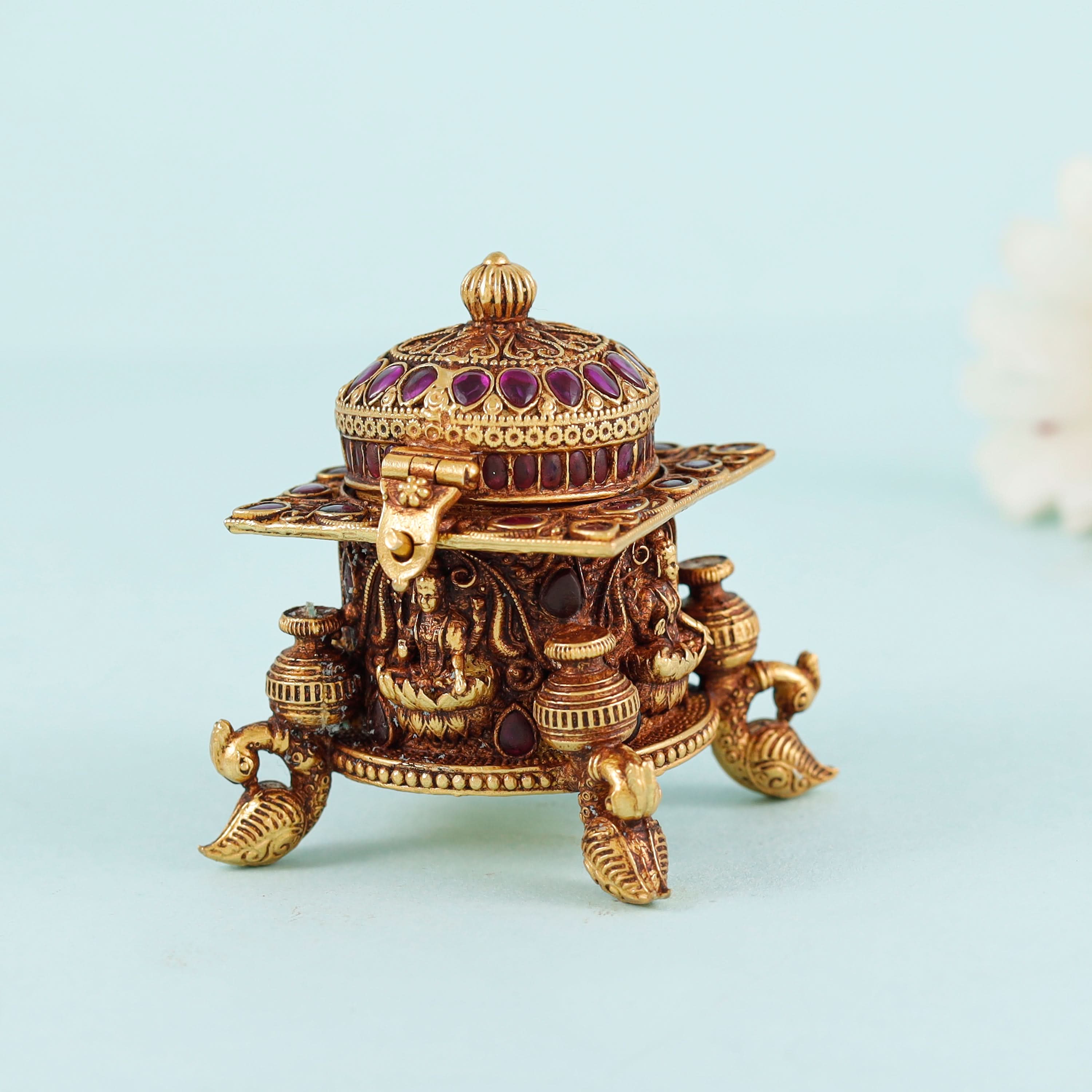 Denique Brass Silver Sindur Box – PP Jewellers